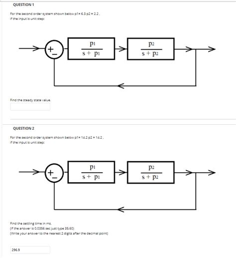solved question 1 for the second order system shown below
