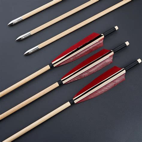 Toparchery 612pcs 315inch Wooden Arrows With Turkey Feather For