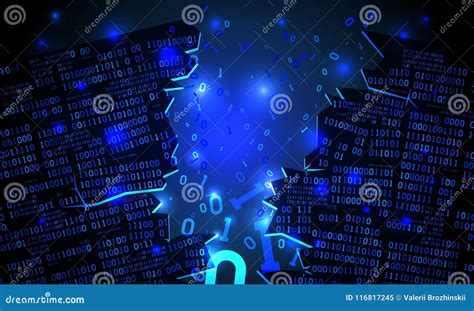 Abstract Futuristic Cyberspace Hacked Array Of Binary Data Broken