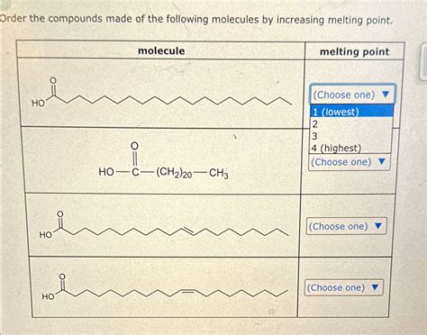 Solved Order The Compounds Made Of The Following Molecules