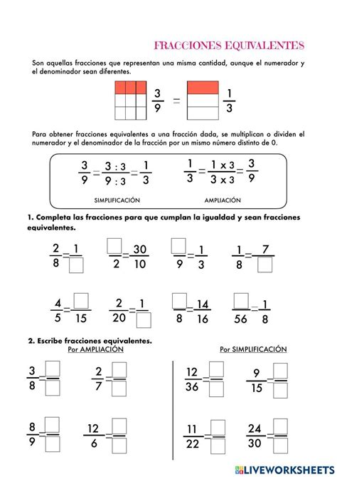 Fracciones Equi Free Interactive Worksheets 2288601