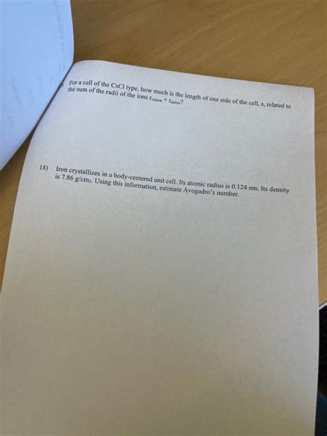 Solved For A Cell Of The Cscl Type How Much Is The Length