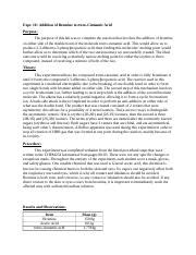 Experiment 10 Orgo 2.docx - Expt. 10: Addition of Bromine to trans-Cinnamic Acid Purpose: The ...