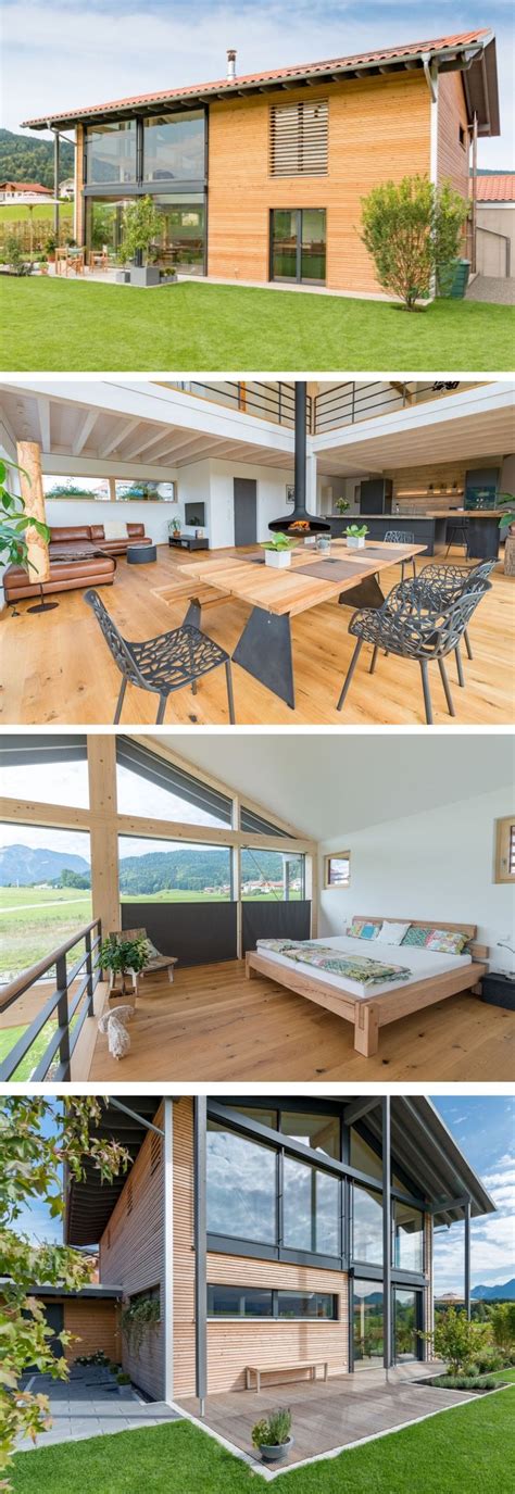 Holzhaus Modern Mit Satteldach Architektur Holz Fassade And Innen Mit Galerie Haus Bauen Ideen