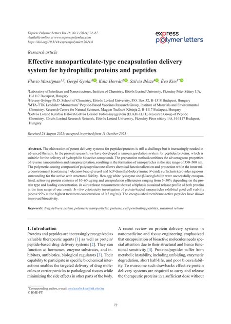 Pdf Effective Nanoparticulate Type Encapsulation Delivery System For Hydrophilic Proteins And
