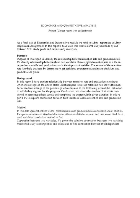 Economics And Quantitative Analysis Assignment Answer Economics And Quantitative Analysis