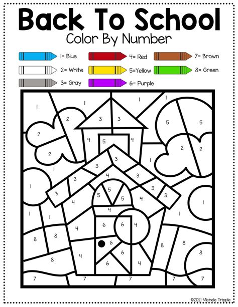 6 Back To School Activity First Day Of School Color By Number Color