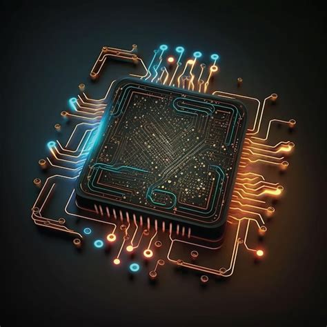Premium AI Image A Computer Chip With Neon Lights And A Circuit Board