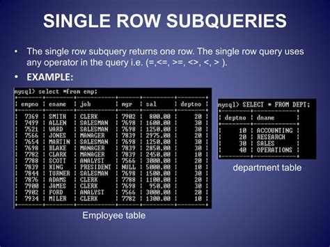 sql subquery pptx databases computer software and applications