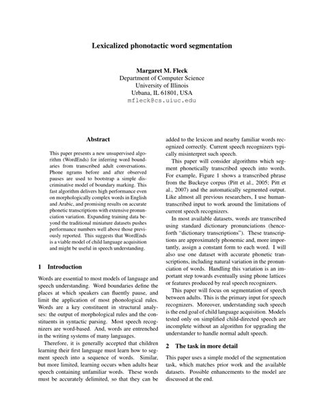 Pdf Lexicalized Phonotactic Word Segmentation
