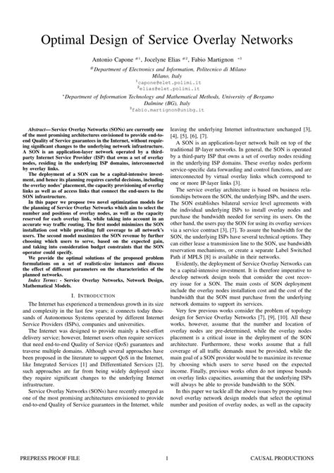 Pdf Optimal Design Of Service Overlay Networks