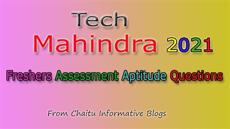 Tech Mahindra Freshers Assessment Aptitude Questions And Answers