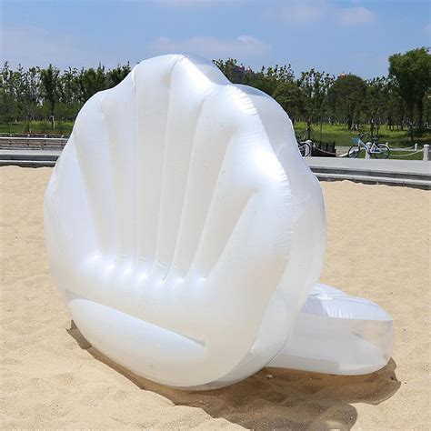 Inflatable Seashell Swimming Tool For Adults Pool Giant Clam Shell With Pearl Floating Bed