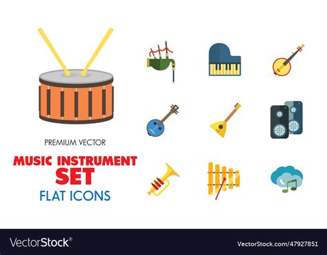 Music Instrument Icon Set Royalty Free Vector Image