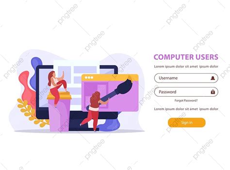 Web Login Page Vector Hd Images Computer Users Flat Background For Login Page With Username And