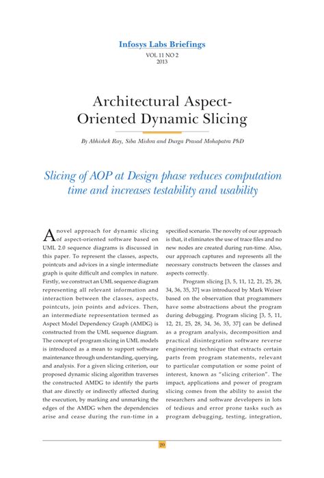 pdf architectural aspect oriented dynamic slicing