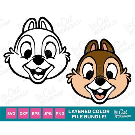 Chip Chipmunk Head Face Smiling Chip N Dale Color And Laye Inspire Uplift