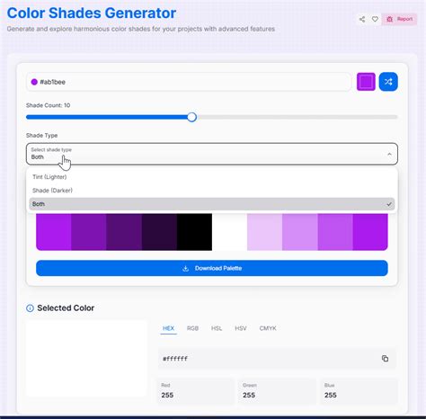 Color Shades Generator Webtoolscenter
