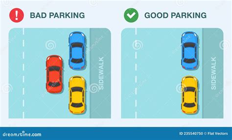 Parallel Parking Example Scheme Driving License Exam Guide Vector