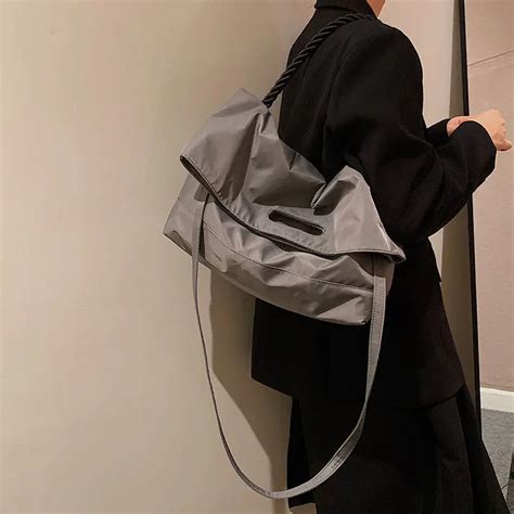 여성용 나일론 버킷 토트백 캐주얼 솔리드 지퍼 부드러운 대용량 숄더백 핸드백 쇼핑백 심플한 소녀용 가방