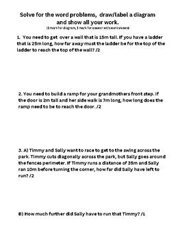Pythagorean Theorem Quiz Worksheet By Mr Evaskevich Tpt
