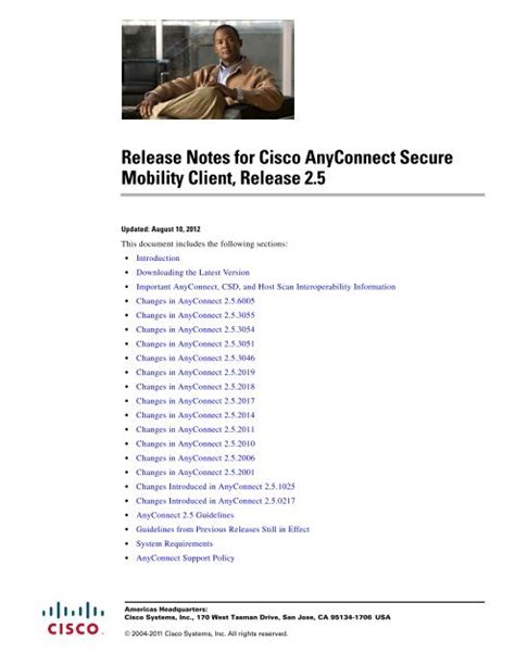 Release Notes For Cisco Anyconnect Secure Mobility Client