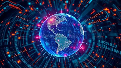 Global Network Digital Earth Futuristic Technology Data Visualization Stock Illustration