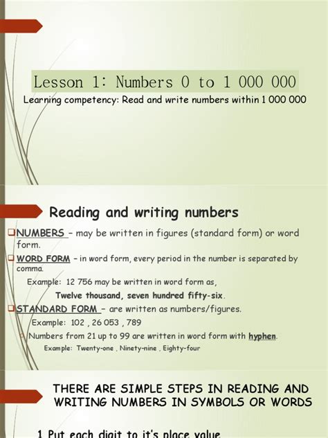 Day1 Reading And Writing Numbers Up To 100 000 In Symbols And Words Grd 4 Pdf Linguistics