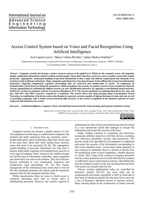 Pdf Access Control System Based On Voice And Facial Recognition Using