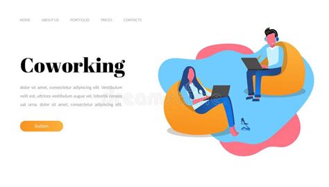 Web Page Design Templates For Workflow Man With A Laptop Coworking Modern Vector Illustration