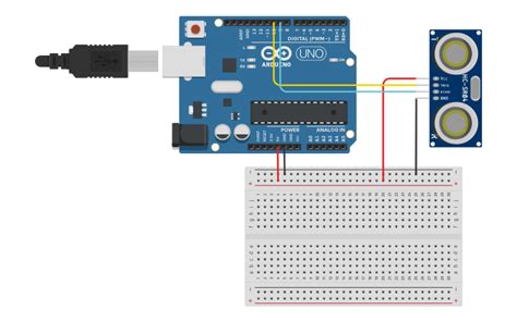 Circuit Design Sensor Distancia Tinkercad