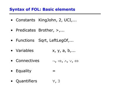 Ppt Knowledge Representation Using First Order Logic Powerpoint Presentation Id5504046