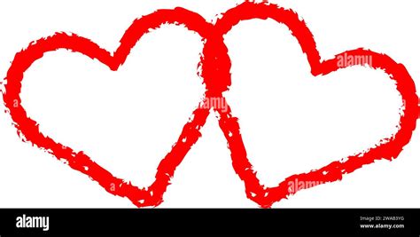 Two Linked Hearts Icon Symbol Couple Valentines Day Flat Vector