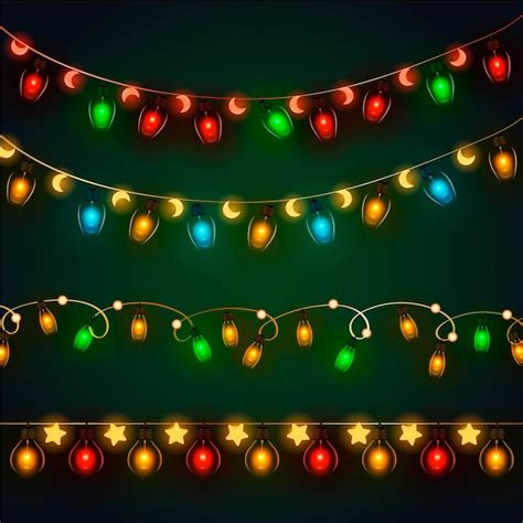 Colección De Luces Navideñas Realistas Vector Gratis