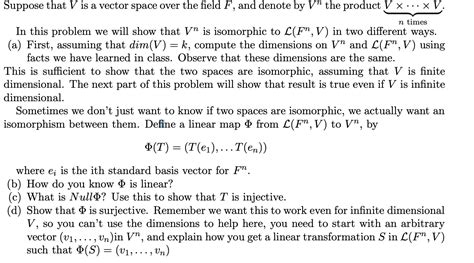 Solved Suppose That V Is A Vector Space Over The Field F Chegg