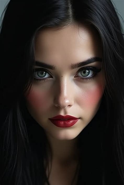 Grey Eyed Woman With Black Medium Lashes Shiny Soft Dark Makeup