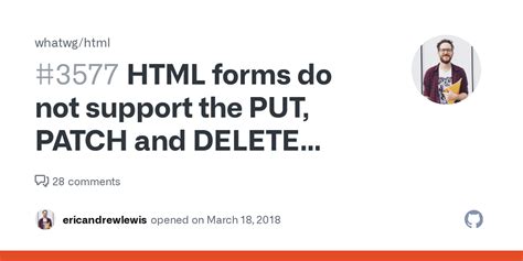 Html Forms Do Not Support The Put Patch And Delete Methods · Issue 3577 · Whatwghtml · Github
