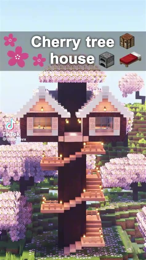 Minecraft Cherry Treehouse 🌸 Minecraft In 2025 Minecraft House