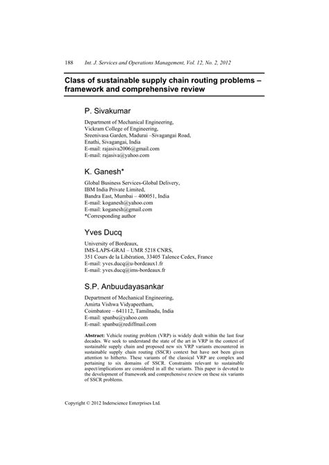 pdf class of sustainable supply chain routing problems framework