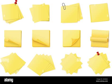 Yellow Sticky Note Stack Stacked Adhesive Notes Pads With Curled