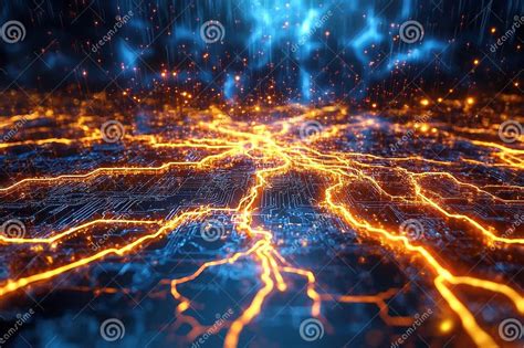Abstract Representation Of Electric Currents Flowing Through A Digital