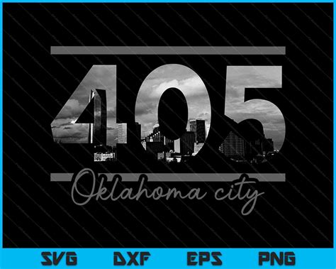 Oklahoma City 405 Area Code Skyline Oklahoma Vintage Svg Png
