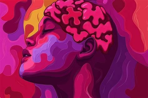 Abstract Depiction Of A Human Brain In Bold Colorful Patterns