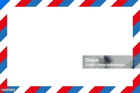 파란색 빨간색 줄무늬가 있는 항공 우편 사각형 봉투 프레임 빈 봉투입니다 벡터 그림입니다 주당순이익 10 공란에 대한 스톡 벡터 아트 및 기타 이미지 Istock