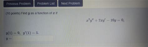 solved 10 points find y as a function of x if