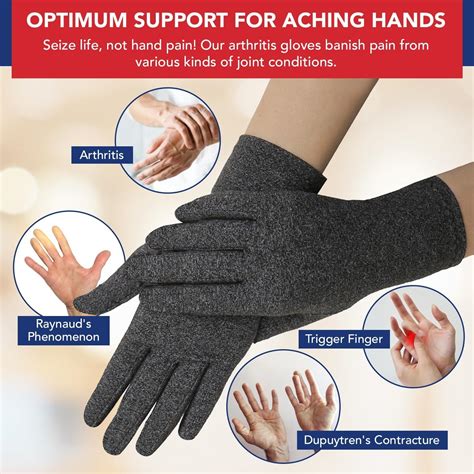 Doctor Developed Full Fingered Arthritis Compression Gloves Grey Handbook Joint Conditions