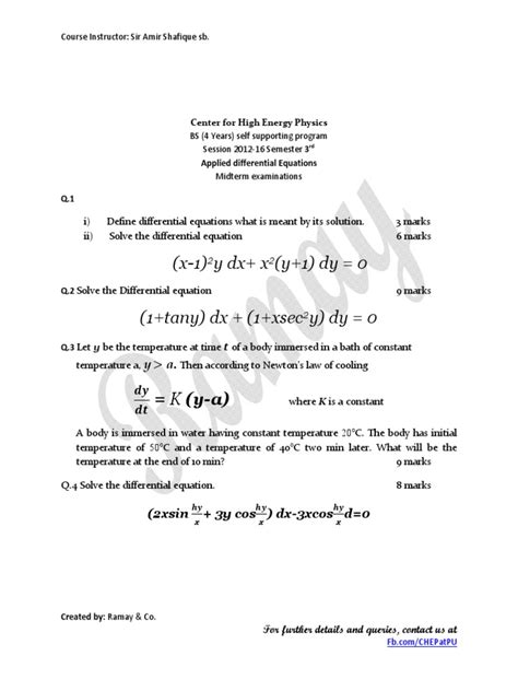 Applied Differential Equation Pdf