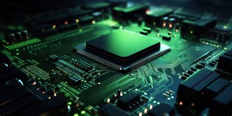 Premium Ai Image Heart Of The Machine Microprocessor In Green Glow