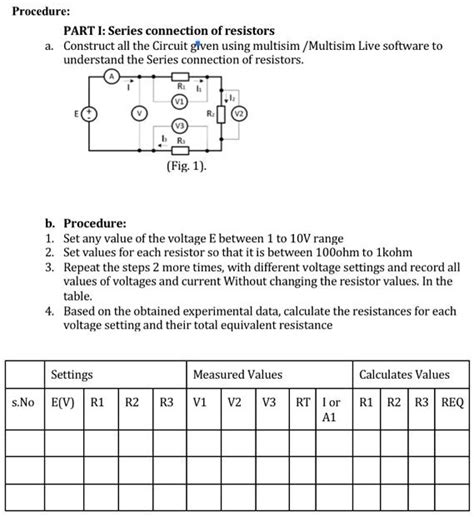 Solved This Is Electric Circuit Theory Procedure Part I Series Connection Of Resistors