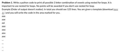 solved problem 1 write a python code to print all possible 3 letter
